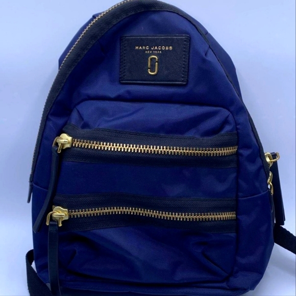 Marc Jacobs | Bags | Marc Jacobs Navy Backpack With Gold Details | Poshmark